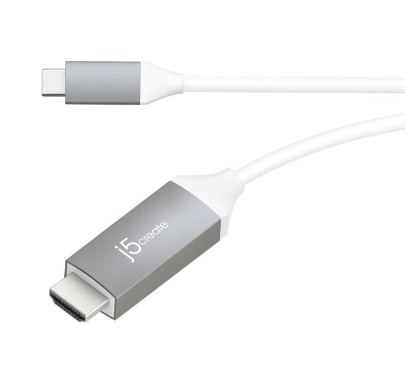 j5create JCC153G-EJ USB Type-C to 4K HDMIケーブル 1.8mコネクターHDMI（オス）ホスト（パソコンと接続側）USB Type-C（オス）最大解像度4K 3840 x 2160 @ 60H【】安心の2年