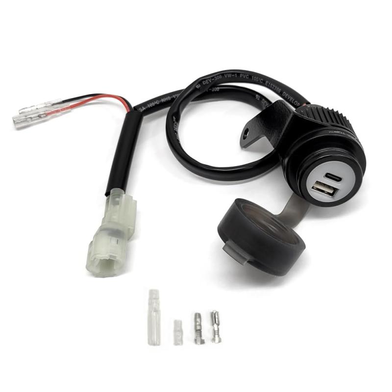 MOTOLINE ホンダ DAX125(JB04 JB06)用 高速充電 USBチャージャー PD type-C &amp; QC3.0 type-A ダックス125デュアル、パワフルでスマートUSBポート 18W PD USB-Cポートと...