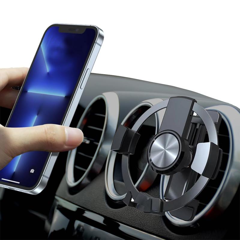 スマホホルダー 車 エアコン 【最新クリップ&amp;99％の送風口に適応】 車 スマホスタンド 取付簡単 車載ホルダー 片手操作 携帯ホルダー 360度調整 スマホ ホルダー 車載 円型 吹き出し口 N-BO円形の空調ベント用に特別に設計...
