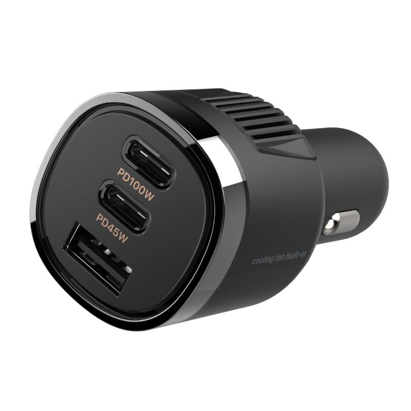 カシムラ カーチャージャー シガーソケット USB 120W 3ポート (USB-C×2 / USB-A×1) PD対応 100W 急速充電 【冷却ファン内蔵】 12V/24V車対応 車載充電器 DC-078【合計最大120Wの圧倒的ハイパ...