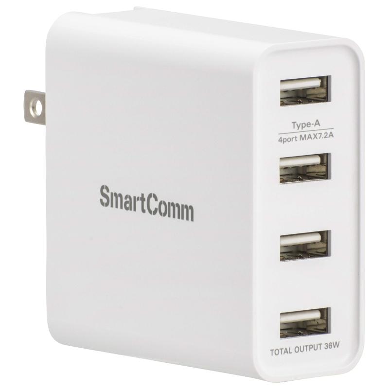 OHM オーム電機 SmartCommUSBチャージャー 4ポート MAV-AU436Nスマホ・タブレットなどのモバイル機器4台を同時充電できます