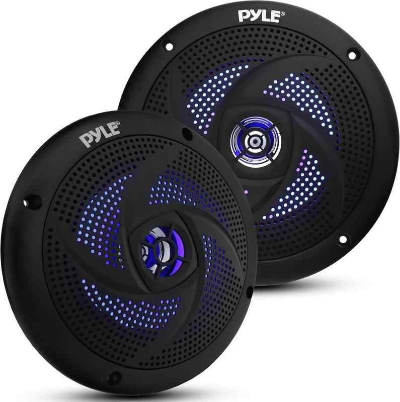 【Pyle 埋め込み型 完全防水 車用 2WAY・フルレンジスピーカー (2個セット) マリンスピーカー 18.5cm 丸型】最大出力240W 定格出力 120W 感度90db 4オーム 周波数応答: 60 Hz〜18 kHz 薄型スリムデ...