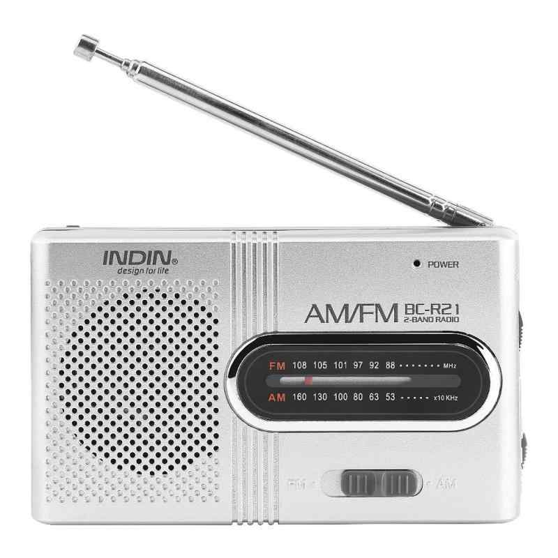 AM/FMラジオ FM：87-108MHz AM：520-1600KHzユニバーサルポータブルミニステレオスピーカーミュージックプレーヤー 屋外ホーム用標準イヤホンジャック付き シルバー伸縮アンテナ。スピーカー内蔵。標準のイヤホンジャック付...