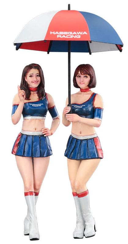 ハセガワ 1/24 フィギュアコレクションシリーズ レースクイーン フィギュア(2体セット) プラモデル FC09組み立て塗装が必要なプラモデル。別途、接着剤や工具、塗料等が必要。1/24スケール未塗装プラスチック組み立てキット現代風コスチ...