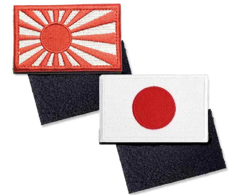 【Shiseikokusai 】旭日旗日本国旗2枚セットワッペン 旭日旗 高密度刺繍 腕章 ワッペン マジックテープ 旭日旗 パッチ サバゲー/バッグ/キャップ などに パッチ (junqi-ribenqi-2mei-01)旭日旗 日本国旗...