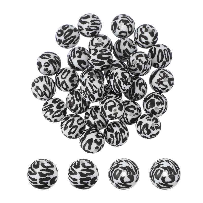 PATIKIL Silicone Beads, Round Leopard Beads for Beaded Keychain Making DIY Crafts Bracelets Beadable Pen Jewelry Making ...