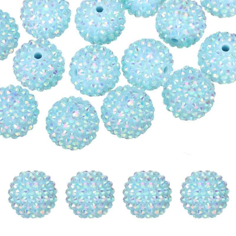 PATIKIL Resin Rhinestone Beads for Beadable Pen, Ball Disco Sparkly Chunk Round Bubblegum Beads for Beadable Keychain