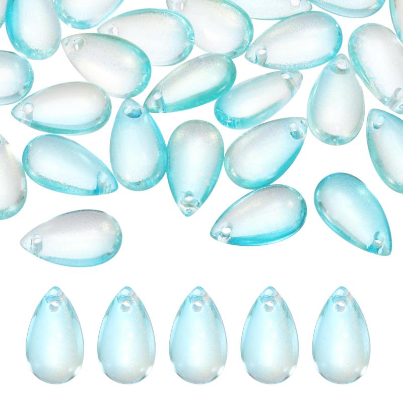 PATIKIL Teardrop Beads, Crystal Tear Drop Top Drilled Pendants Charm Teardrop Czech Glass Beads for DIY Jewelry Making