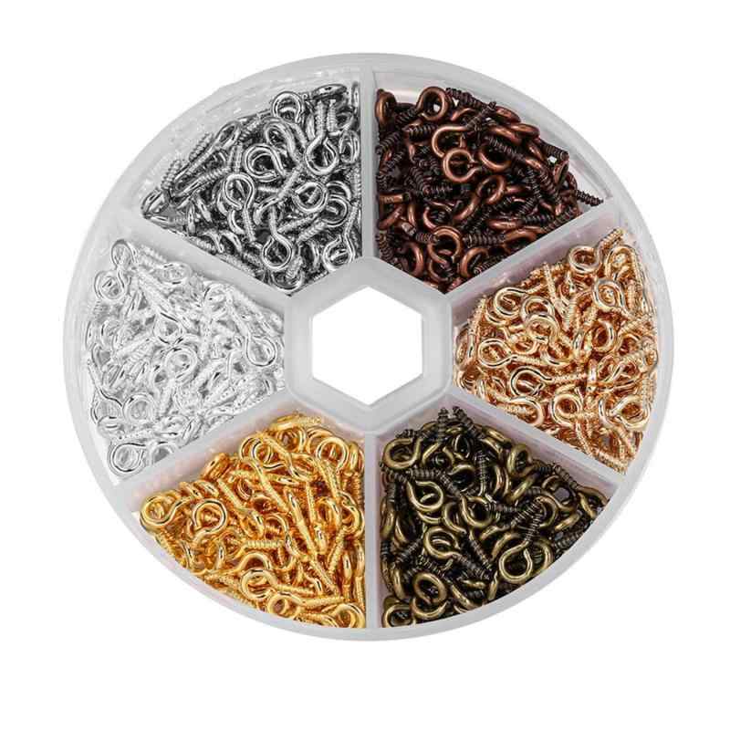 Yisomideg 約600本 セ セット ホットトンUV樹脂 ネジヒートン パーツ 金具 ハンドメイド 手芸 クラフト DIY 収納ケース付き【用途】 基本的なアクセサリー。樹脂のネックレスを作ったり、パールや他のビーズを固定するために使...