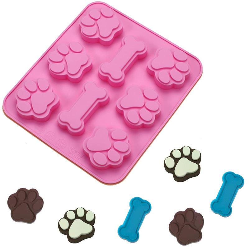DEVENTORZ 猫の肉球 犬の骨 ケーキ型 シリコンモールド 足跡モールド チョコ型 シリコン型 シリコンモールド チョコレート型 多用途 8キャビティ