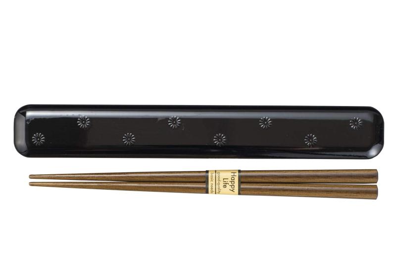 宮本産業 弁当用箸 黒 箸18cm 和MON 箸箱セット 菊文様本体サイズ:約2.7×19×1.6cm(箸:約18cm)素材・材質:(本体)ABS樹脂、(箸)天然木原産国:日本