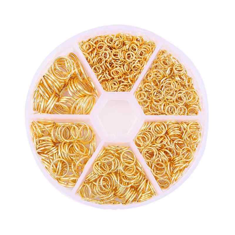 Yisomideg 丸カン 約950個入り 6サイズ 直径4mm/5mm/6mm/7mm/8mm/10mm ゴールド アクセサリー パーツ リング 金具セット 基礎パーツ クラフト用品 DIY ハンドメイド 手芸 収納ケース付き❤【ボリュー...