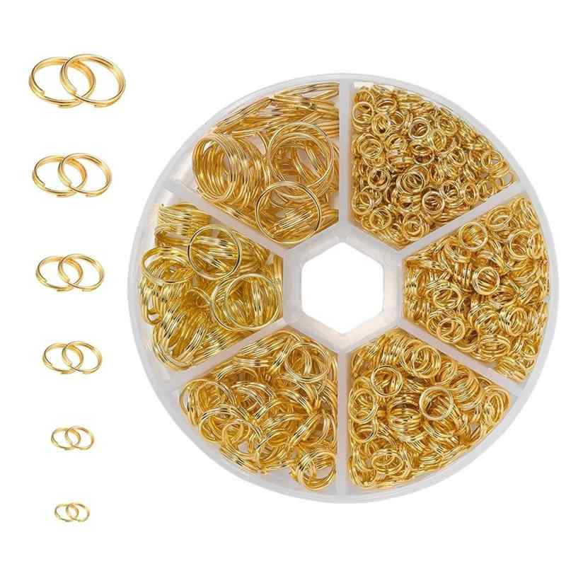 Yisomideg 二重丸カン 4mm/5mm/6mm/8mm/10mm/12mm 6種 約680個 ジャンプリング 金具 基礎パーツ キーホルダー パーツ スプリットキーリング クラフト用品 鉄製 DIY用 ブレスレット❤豊富なサイズバラ...