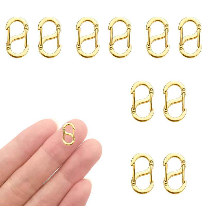 DELUXEFOX キーホルダー金具 10個入り カラビナ 小型 S字接続金具 ステンレス製 ハンドメイド キーリング アクセサリー ナスカン ネックレス ブレスレット 留め具 DIY 手芸用品 ハンドメイド ア
