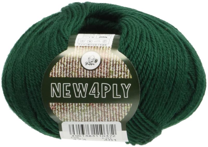 パピー ニュー4PLY 毛糸 中細 Col.474 グリーン 系 40g 約150m 10000110