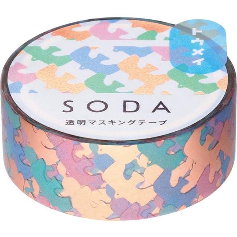 キングジム マスキングテープ SODA 透明 幅15mm バード CMTH15-005