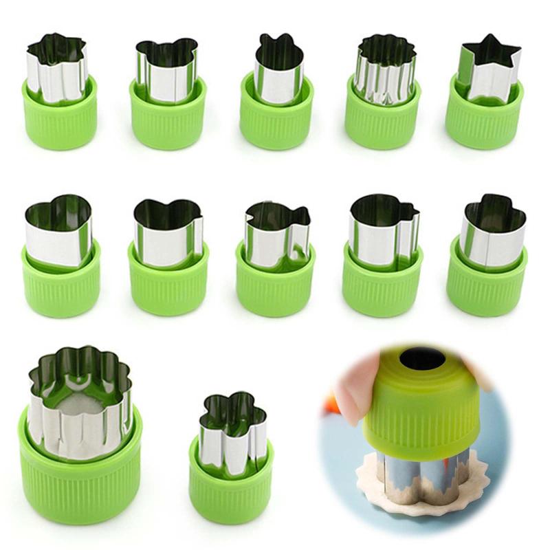 EsiFare クッキー型【12個セット】クッキー型抜き テンレス製 野菜 型抜き 野菜抜き型 かわいい 動物 多角形 星型 花 クッキーの型 野菜カッター 果物カッター お弁当 お菓子 DIY手作り 製菓用【多形状デザイン】：クッキー型セ...