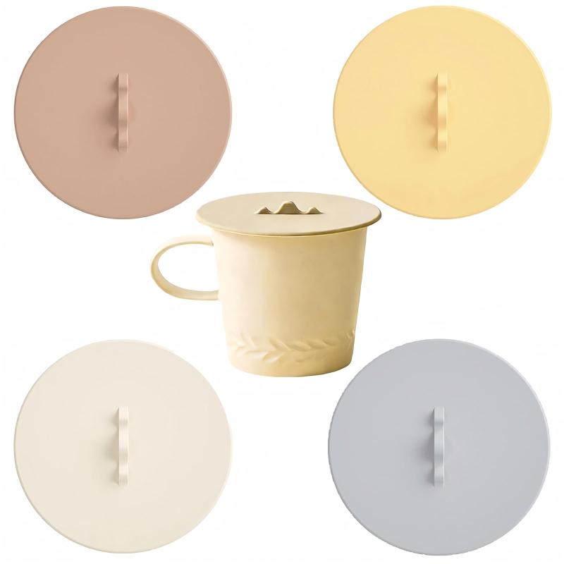 OTIMORA マグカップ 蓋 カップカバー 直徑 10 cm 4個セット 耐熱 防塵 密閉保存対応 再利用可能 食洗機OK カフェ風インテリアにも【便利なスプーン固定デザイン付き】蓋にスプーンホルダーが一体成型されており、スプーンがずり落...