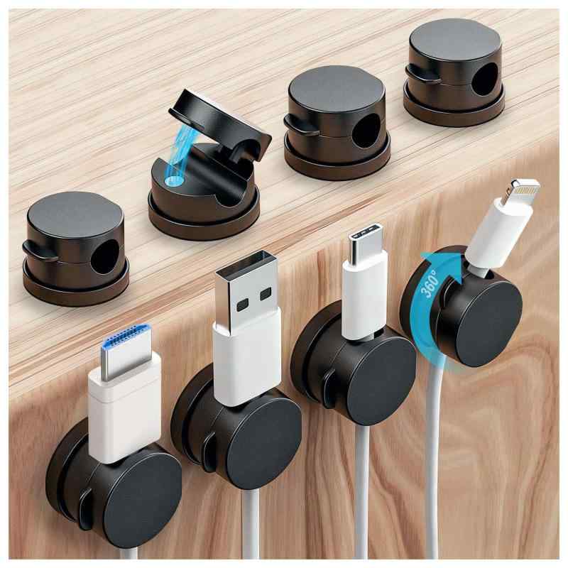 OneLeaf 8 Pack 360° Rotatable Strong Magnetic Cable Clips Cord Holder for Nightstand, 1s Lock Phone Charger Holder, Adhe...