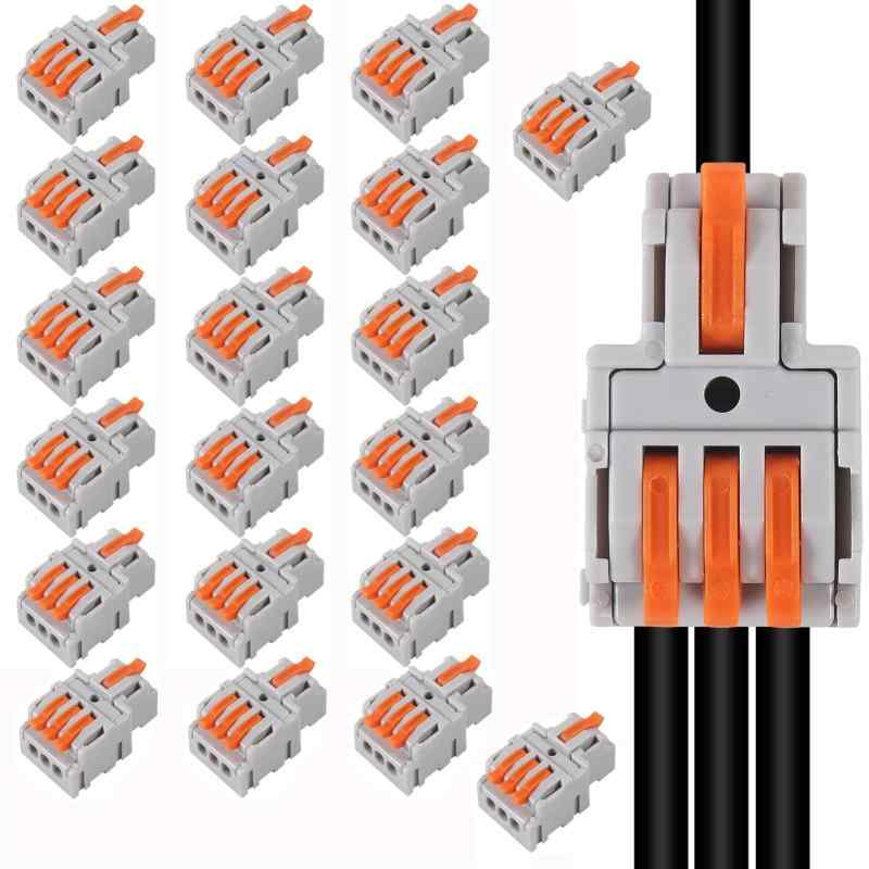 20pcs 1 in 3レバーワイヤーコネクタコンパクトDIYクイックコネクトプッシュインスプリッターケーブルスプライシングバット端子ブロックコネクタ - ミニ電動ワイヤースプライス1 in 3 Out安全性と耐久性のための炎症性断熱材を備...
