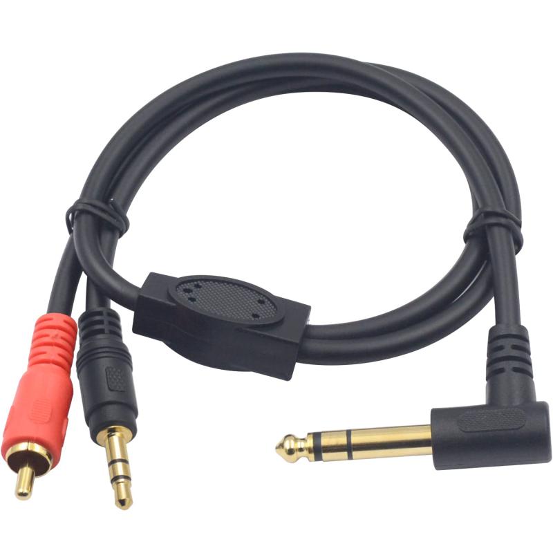 Duttek L型 6.35mm 3.5mm RCA Y スプリッター ケーブル