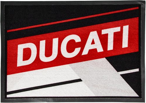 Ducati「Racing Design」ドアマットです。 サイズは使いやすい50×70cm。玄関、ガレージ、ワークショップなど幅広いシーンに対応。 耐久性に優れたポリエステル表面が汚れや水分をしっかり吸収し、裏面のPVC滑り止め加工により...