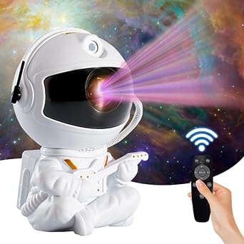 【宇宙飛行士星雲スタープロジェクター】このスタープロジェクターナイトライトは、輝く緑色の星を伴う8つの素晴らしい星雲効果を備えています。お部屋の壁や天井に投影すると、銀河の宇宙の光が届き、平和でリラックスできる雰囲気を演出します。映画の夜、...
