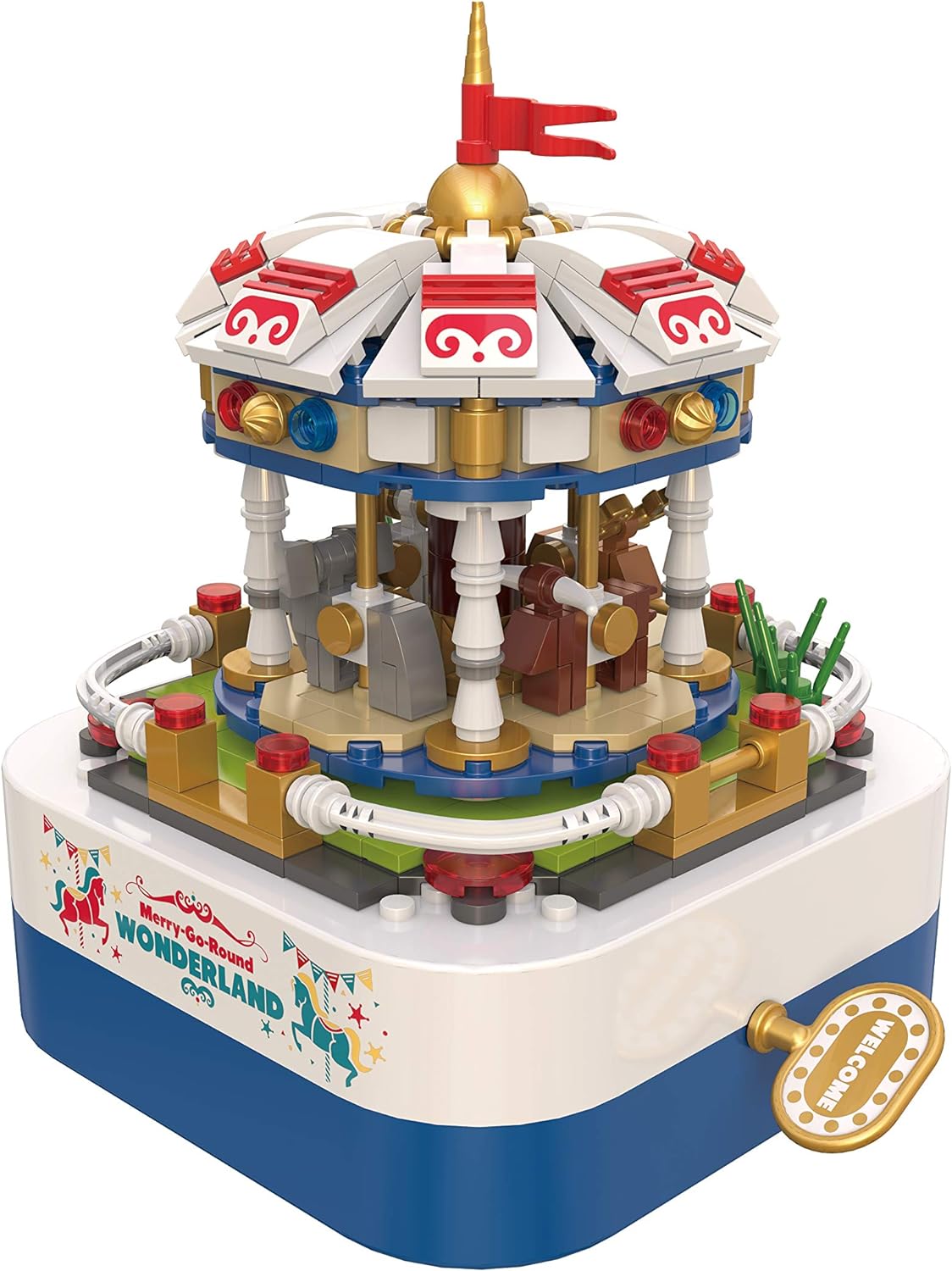 【可愛くて癒される】組立完成品は、手巻き式で動きながら美しい音楽を再生、メロディーを楽しむことができます。可愛いデザインで子どもが喜びます。眺めるだけで癒やされます。【組立式】組み立てオルゴールは、モデルによって257個～515個のピースか...