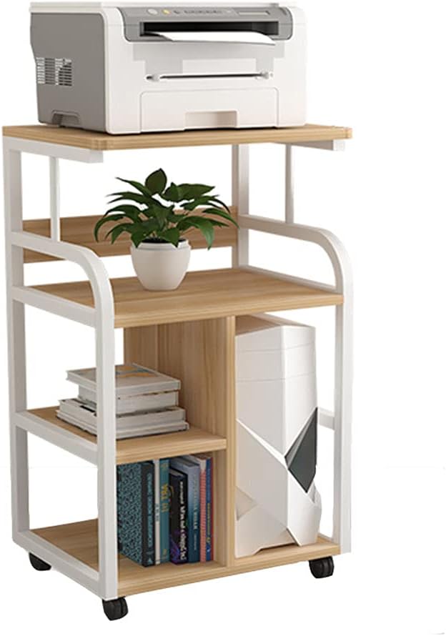 【4段大空間収納便利】4段階層、多格空間のデザインで、プリンターだけでなく、A4紙、書籍、盆栽、コンピュータ本体などを置くこともできます、ごちゃごちゃした空間をもっときれいに整理します。縦55cm横40cmの大面積板面には、市販の大部分のプ...