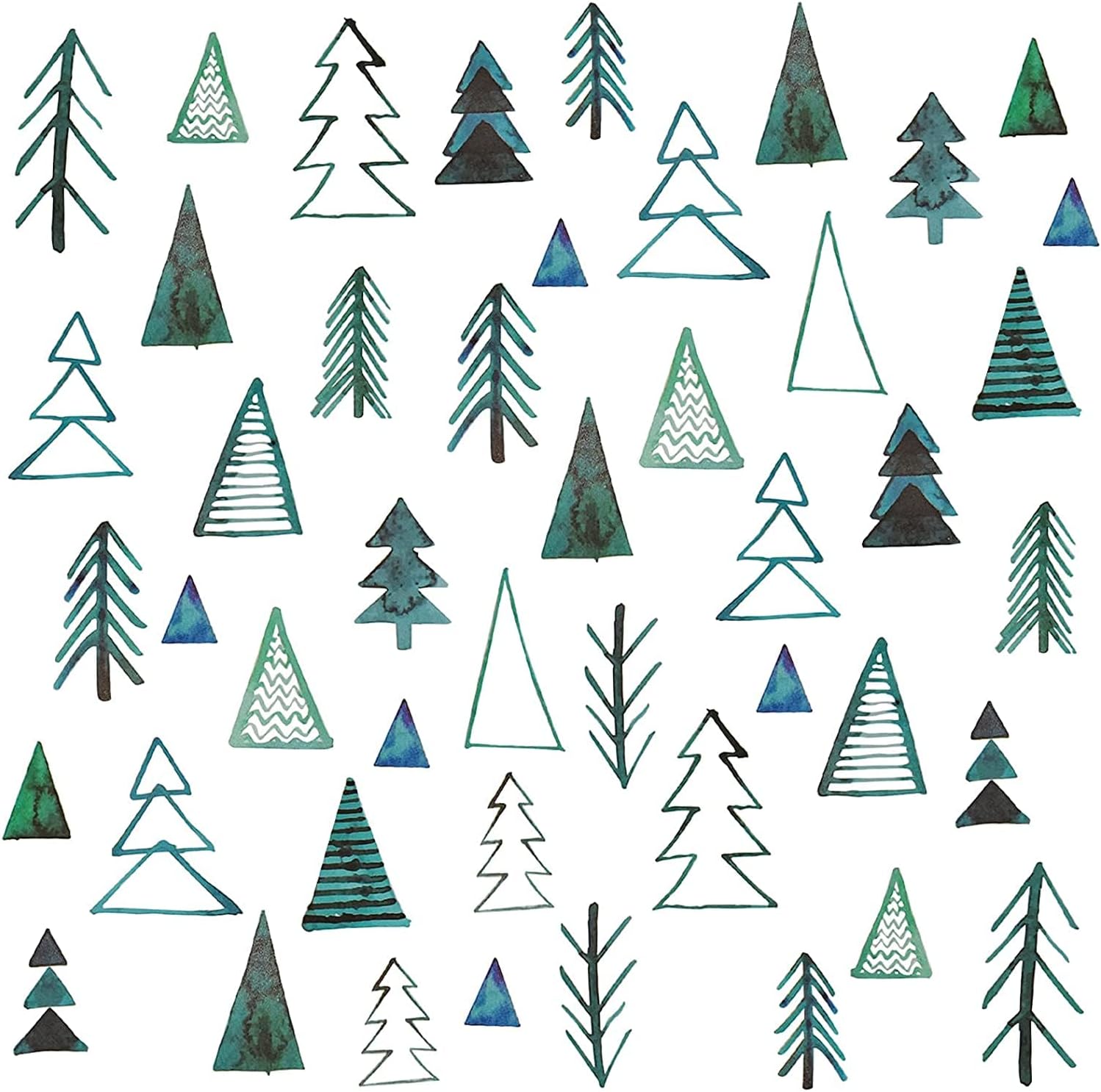 12枚/セットの北欧緑松ウォールステッカー，商品のサイズ：約15x21CM，素材：PVC高品質環境にやさしい取り外し可能な自己粘着PVC素材でできており、毒性がなく、味がなく、損傷や残留物を残しません明るい色で、豊かで創造的なパターンがあり...