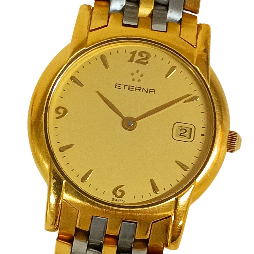 商品名 ETERNA エテルナ デイト コンビ ボーイズ クォーツ 腕時計 ゴールド シルバー フリー 正規品 / C976【中古】 対象 レディース 色 ゴールド x シルバー サイズ フリー サイズ詳細 ケース：約25mm x 30mm...