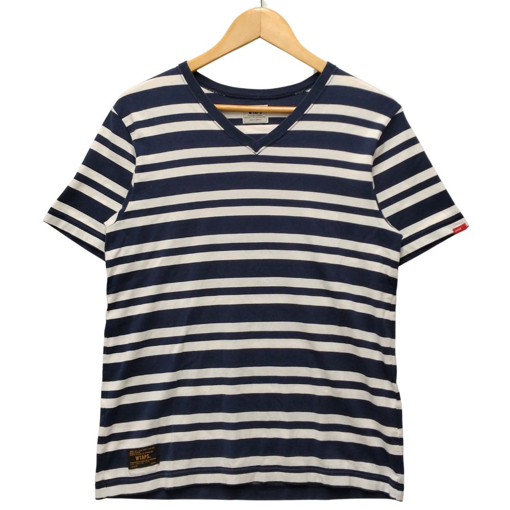 商品名 WTAPS ダブルタップス 15SS VASQUE S/S-V TEE COTTON ボーダー 半袖Tシャツ コットン ネイビー ホワイト S 正規品 / B2882【中古】 対象 メンズ 色 ネイビー x ホワイト サイズ S サ...