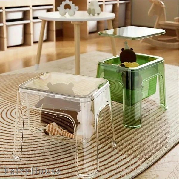 【高強度な厚めPET素材】 一般的なプラスチックよりも厚みと強度をアップ。より耐久性に優れ、長期間の使用でも歪みにくい安心設計です。 【大容量な収納機能】 スツールの天板は開閉可能。中は大容量の収納スペースになっており、おもちゃ、雑誌、リモ...