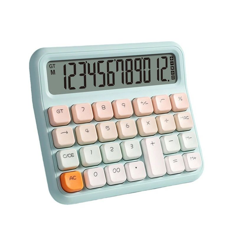 丸ボタン 日常と基本的なオフィス用 計算機 電卓 大きい 12桁 おしゃれ 電卓 大型LCDディスプレイ 計算機 滑り止め 持ち運び便利 簿記 かわいい