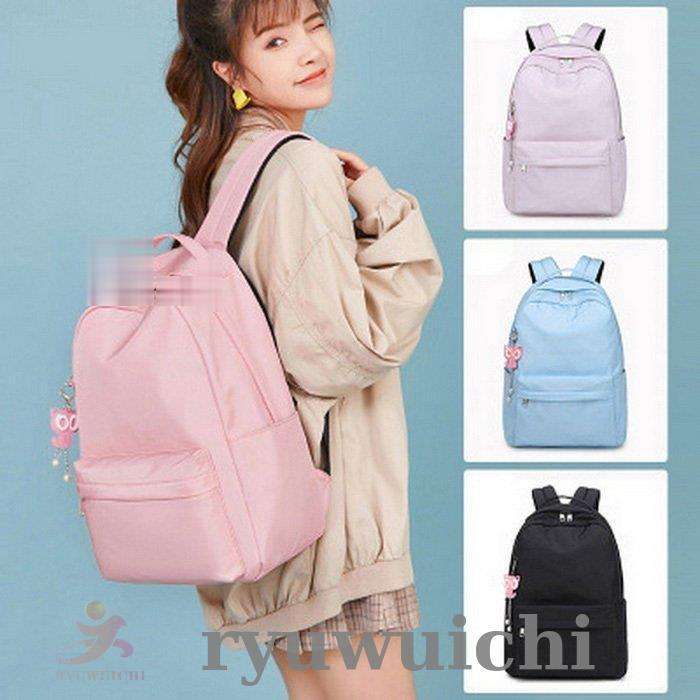 素材ポリエステルファスナーストラップランダムリュック レディース リュックサック 可愛い 猫飾り付け 通学 女の子 小学生 レディースリュック バックパック デイパック ファスナーストラップランダム
