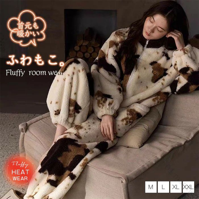 商品情報 もこもこの生地で可愛くあたたかなパジャマッスの両サイドにポケッがあ、スマホの持ち運びなどにも便利ふわふわ、もこもこでハッピーなお家時間に！柔らかく手触のよい生地で、ゆったと着用が可能な大きめサイズなのでお家でのリラックスにピッタリ...