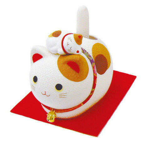 ゆらゆらソーラー親子猫 置物 三毛猫 40-514A 高さ13cm　ちりめん 半永久的に動き続けます。しっぽが左右に揺れるかわいい尾振り猫。 ゆらゆらお出迎え ゆらゆらソーラーは電池を一切使用せず、ソーラーパネルから作り出される電気を 使用...