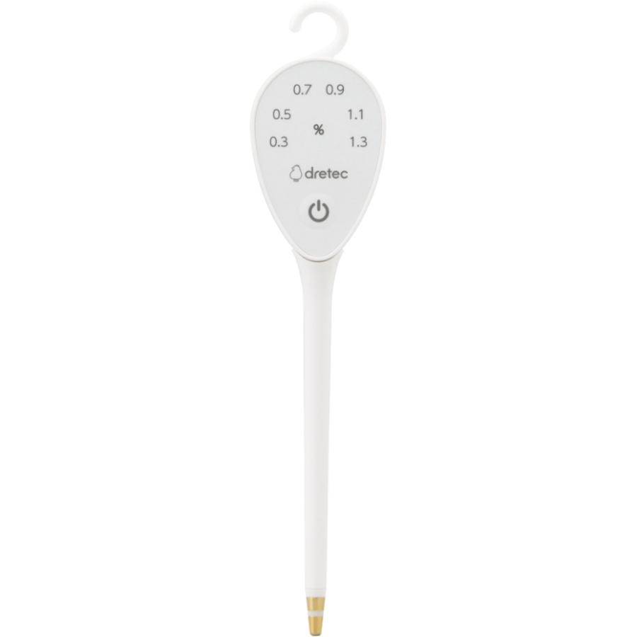 ■塩分濃度を光でお知らせ ■3色のLEDで味付け判定 ■ボタン1つでかんたん測定 ■被測定物温度：5-80℃ ■壁掛けに便利なフック付 ■電源を入れて、測定物にセンサーを漬けるだけ ●サイズ：40×14×187mm ●重量：約26g(電池を...