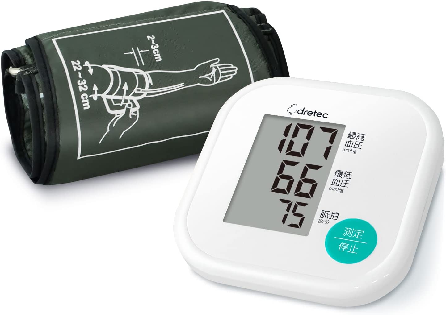 毎日の健康管理にもおすすめな血圧測定。 「測定/停止」ボタン一つしかないので、どなたでもかんたんに使用できます。 ●サイズ：約110×110×47mm ●重量：約170g(電池含まず) ●電源：単4形乾電池×4個 ●測定範囲 最高血圧：60...