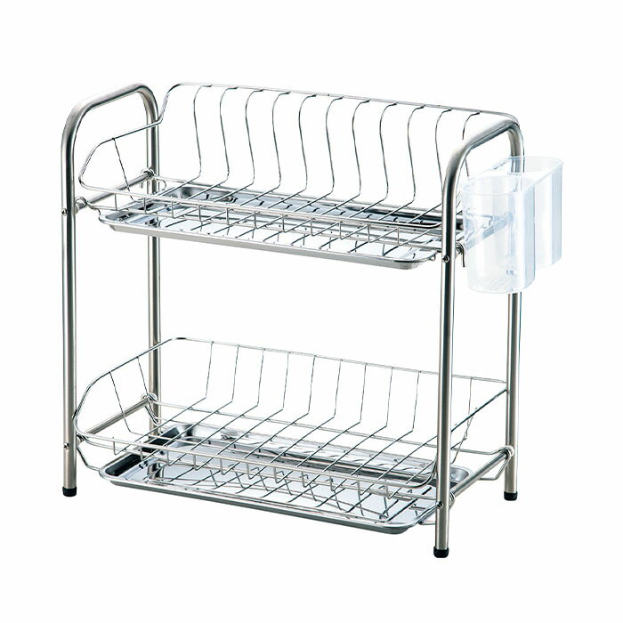 食器・グラス・カップ等がたっぷり収納！ シンクサイドにすっきり置けるスリムタイプ！ 組立簡単 材質　サイドフレーム・水切りカゴ・トレー・まな板受け：ステンレス鋼　水切りポケット:ポリプロピレン（耐熱温度100℃）　アジャスター：LDPE 4...