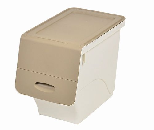 キッチンの隙間に使いやすいスリムサイズの収納ケースです■広い開口部で、蓋が4段階に止まるので出し入れしやすく、積み重ねたまま蓋の開閉ができます■キッチンと冷蔵庫の間などの省スペースにピッタリ収まるスリムタイプです■日本製 サイズ：240×3...