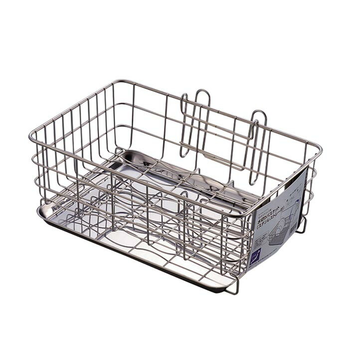 底面ウェーブ形状で、お皿など浅い食器やお椀など深さのある食器も立てて水切りできます 18-8ステンレス製 ■製品サイズ(約)：幅350×奥行240×高さ140mm（本体のみ） ■重量(約)：835g ■材質：本体：18-8ステンレス鋼　トレ...