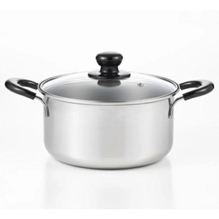 ■丈夫で錆びに強いステンレス製の両手鍋 ■深型でカレーやシチューなどの煮込み料理に使いやすい22cm ■ガラス蓋で中が見えるので調理中も安心 ■本体とハンドルの取付部にはワイヤーを使用 熱の溜まりが少なく、汚れも溜まりにくいので衛生的にお使...