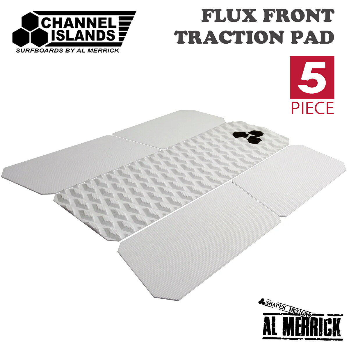 Flux 5 Piece Front Traction Pad 50-50パッドは、ライダーがパンピングやチューバライドの際にボードの感触を感じられるよう、フロントにラインアップグルーブを配置。 ミックスグルーブは、ライダーがターンやエアー...