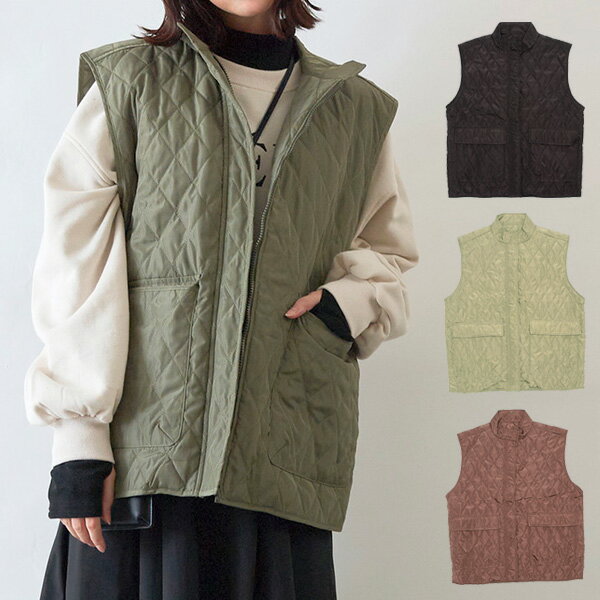 中綿ベスト ベスト キルティング スタンドカラー ミドル 無地 ミリタリー アウター レディース ブラック カーキ ブラウン【カラー】ブラック カーキ ブラウン【サイズ】着丈70cm 肩幅49cm 身幅120cm 裾幅120cm 袖口56c...