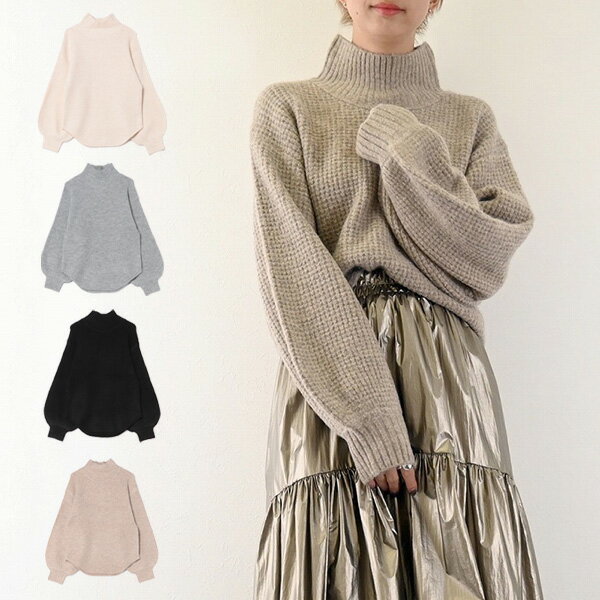 ニット セーター 長袖 無地 ワッフル編み ハイネック オーバーサイズ トップス レディース アイボリー グレージュ グレー ブラック【カラー】アイボリー グレージュ グレー ブラック【サイズ】着丈68cm 肩幅48cm バスト96cm 袖...