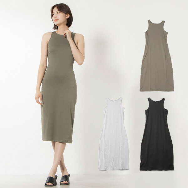 ワンピース ロングワンピース ノースリーブ バックシャン バックオープン タイト 無地 レディース ダークグレー ライトグレー ブラック【カラー】ダークグレー ライトグレー ブラック【サイズ】M:身幅34cm 総丈110.5cm2XL:身幅...