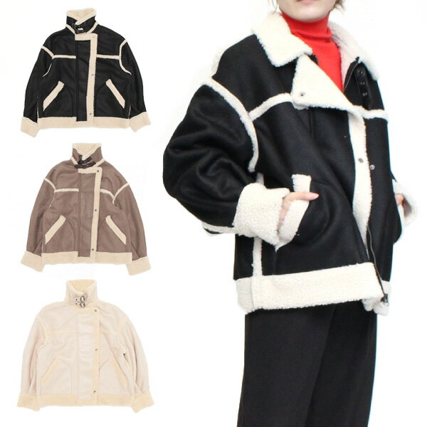 フライトジャケット ブルゾン ボア オーバーサイズ ビッグ PUレザー 合皮 秋 冬 アウター レディース アイボリー グレージュ ブラック【カラー】アイボリー グレージュ ブラック【サイズ】着丈70.5cm 肩幅60cm バスト138cm...