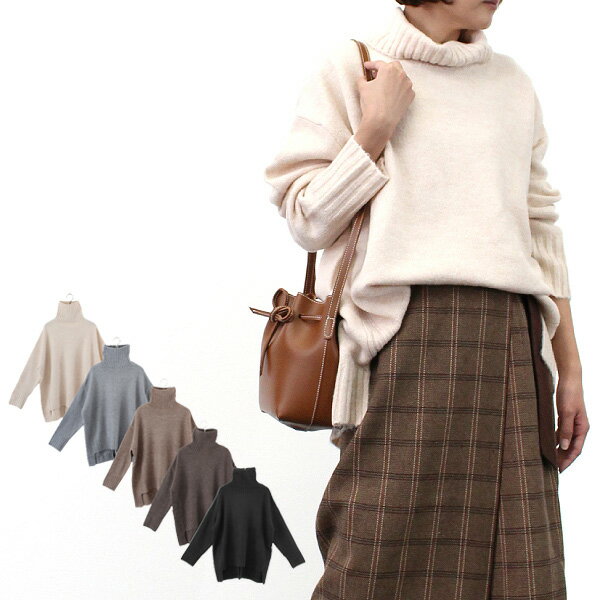 ニット セーター タートルネック 秋 冬 学生 無地 長袖 もちもち シンプル アクリル トップス レディース ライトベージュ ブルー グレージュ ダークブラウン ブラック【カラー】ライトベージュ ブルー グレージュ ダークブラウン ブラッ...