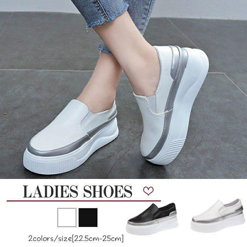 スリッポン　スニーカー　レディース　厚底　パンプス　フラットシューズ　ペタンコ　スニーカーパンプス　フラット　ぺたんこ　疲れにくい　カジュアルシューズ　靴　くつ　レディースシューズ　スリッポンシューズ　30代　40代　50代 ★生産地：中国...